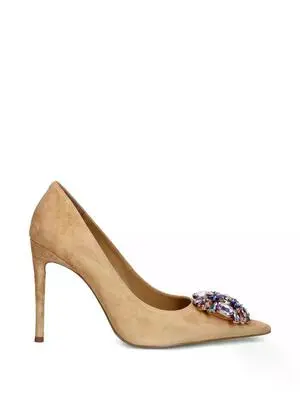 Jeffrey Campbell Maritsa Crystal-embellished Pointed-toe Pumps - Neutrals