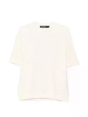 Karl Lagerfeld Logo-embroidered Ribbed-trim T-shirt - Neutrals
