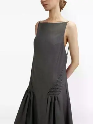 THE ARKOW Vera Open-back Pleated Maxi Dress - Grey