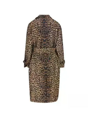 Saint Laurent Trench Coat In Leopard-print Nylon