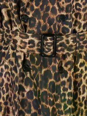 Saint Laurent Trench Coat In Leopard-print Nylon