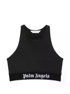 Palm Angels Logo-underband Racerback Sports Top - Black