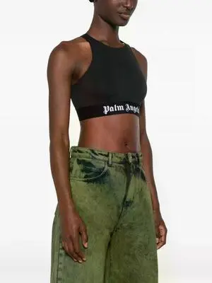 Palm Angels Logo-underband Racerback Sports Top - Black