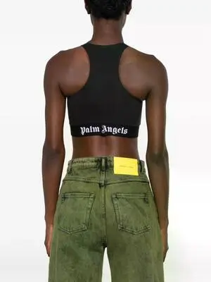 Palm Angels Logo-underband Racerback Sports Top - Black