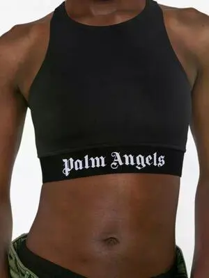 Palm Angels Logo-underband Racerback Sports Top - Black