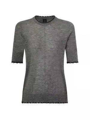 Pinko Short-sleeved T-shirt With Frayed Edges - Grey