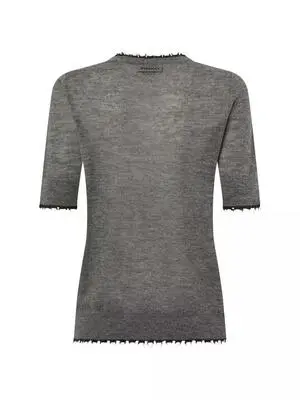 Pinko Short-sleeved T-shirt With Frayed Edges - Grey