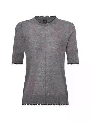 Pinko Short-sleeved T-shirt With Frayed Edges - Grey