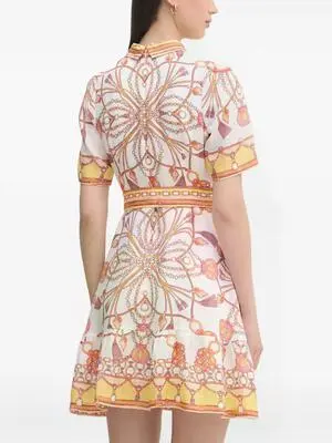 Hale Bob Aula Belted Chain-print Mini Dress