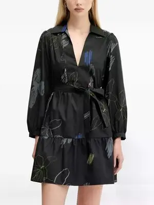 Desigual Floral Print Belted Mini Shirt Dress