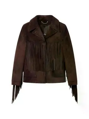 GOLDEN GOOSE Journey Jacket With Fringes In Waxed Calf Leather - Brown