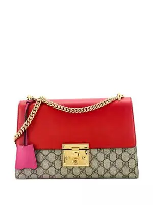 Gucci Padlock Gg Coated Canvas And Leather Medium Shoulder Bag - Red