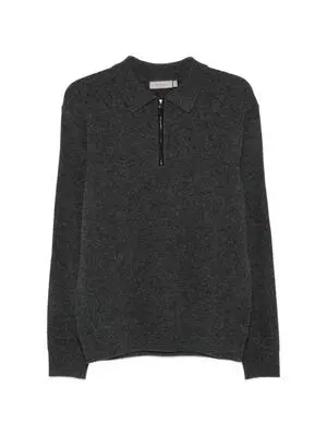 Canali Zip-fastening Polo Sweater - Grey