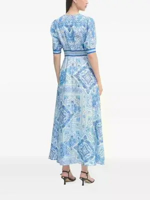 Hale Bob Ginevra Tile-print V-neck Maxi Dress