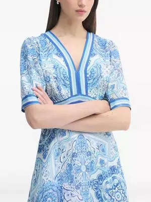 Hale Bob Ginevra Tile-print V-neck Maxi Dress
