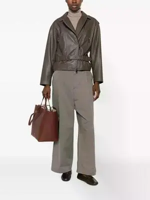 Emporio Armani Belted Leather Jacket - Brown