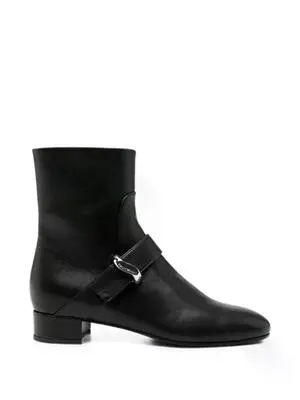 Emporio Armani Leather Buckle Detail Ankle Boots
