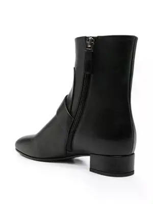 Emporio Armani Leather Buckle Detail Ankle Boots