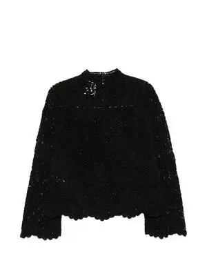 SEMICOUTURE Crochet Scalloped-edge Jumper - Black