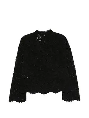 SEMICOUTURE Crochet Scalloped-edge Jumper - Black