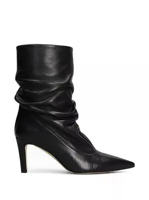 THE SELLER Ruched Pointed-Toe Leather High Heel Boots