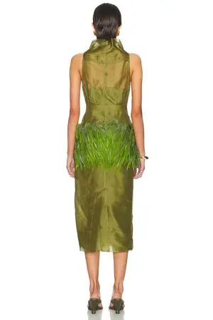 Staud Bisou Silk Dress In Green