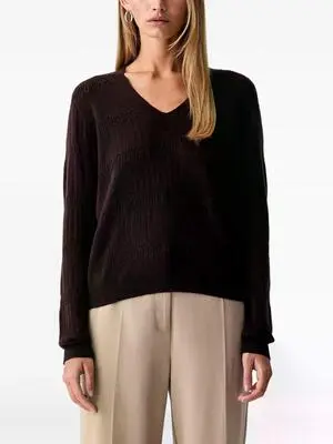 TWINSET Chevron-knit V-neck Sweater - Brown