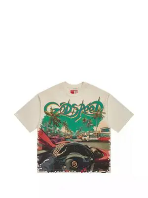 GODSPEED Powersteering Graphic-print T-shirt Neutrals