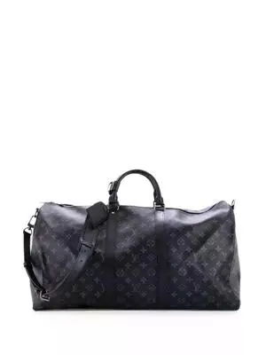 LOUIS VUITTON Keepall Bandouliere Bag Monogram Eclipse Canvas 55 Travel Bag - Black