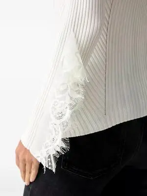 TWINSET Lace-trim Ribbed Sweater