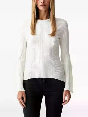 TWINSET Lace-trim Ribbed Sweater - White