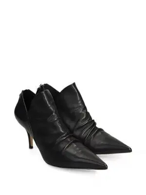 THE SELLER Pointed-toe Ruched Leather Ankle Boots