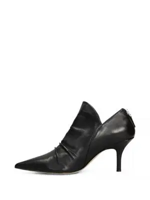 THE SELLER Pointed-toe Ruched Leather Ankle Boots