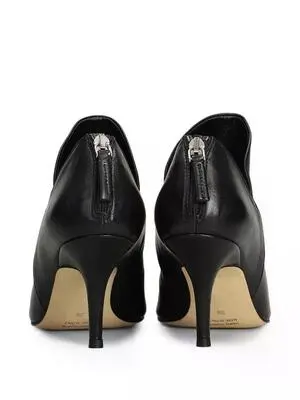 THE SELLER Pointed-toe Ruched Leather Ankle Boots - Black