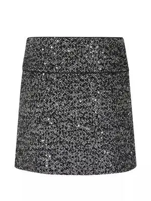 ERMANNO FIRENZE Sequin-embellished Herringbone Mini Skirt - Black
