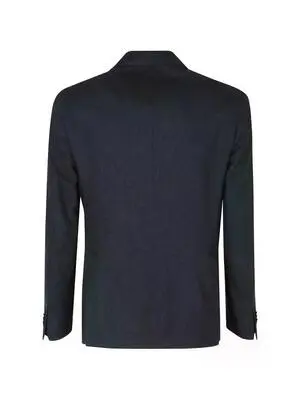 L.B.M. Herringbone-pattern Single-breasted Blazer - Blue