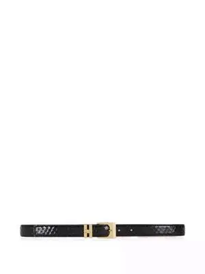 Elisabetta Franchi Leather Fish-scale Pattern Belt - Black