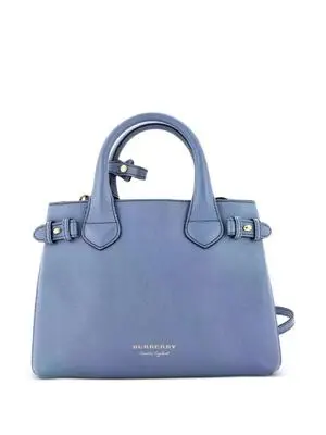Burberry Banner Leather And House Check Canvas Small Tote Bag
