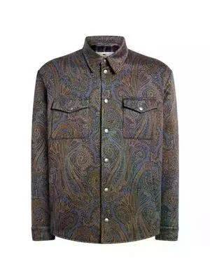 Etro Cotton-blend Jacquard Overshirt With Paisley Motif - Blue