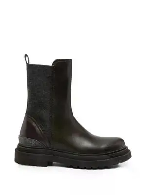 Brunello Cucinelli Monili Embellished Leather Ankle Boots - Brown