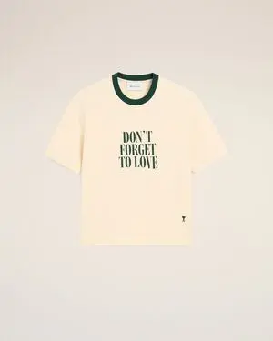 AMI Paris Ecru Printed Cotton 'don't Forget To Love' T-shirt White - Ivory