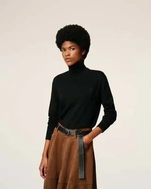 AMI Paris Black Wool De Coeur Turtle Neck Sweater Black