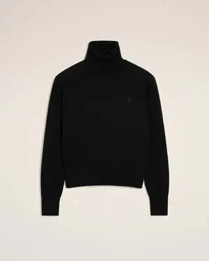 AMI Paris Black Wool De Coeur Turtle Neck Sweater Black