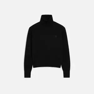 AMI Paris Black Wool De Coeur Turtle Neck Sweater Black