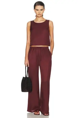 LESET Daniel Crop Sleeveless Crew Neck Top - Pinot