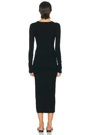 Eterne V Neck Butter Rib Midi Dress