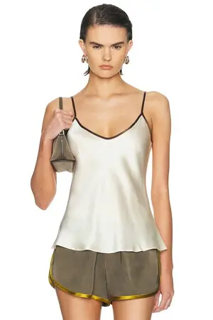 Comme Si Silk Bias Cami Top In Ivory