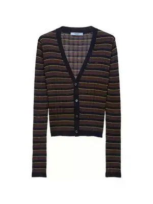 Prada Striped Cashmere And Silk Cardigan