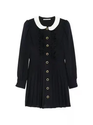 Alessandra Rich Ruffled Pleated Mini Dress - Blue
