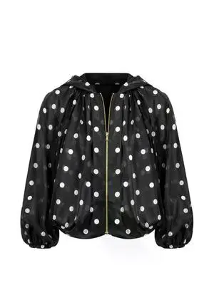 JENNE Polka-dot Hooded Jacket - Black